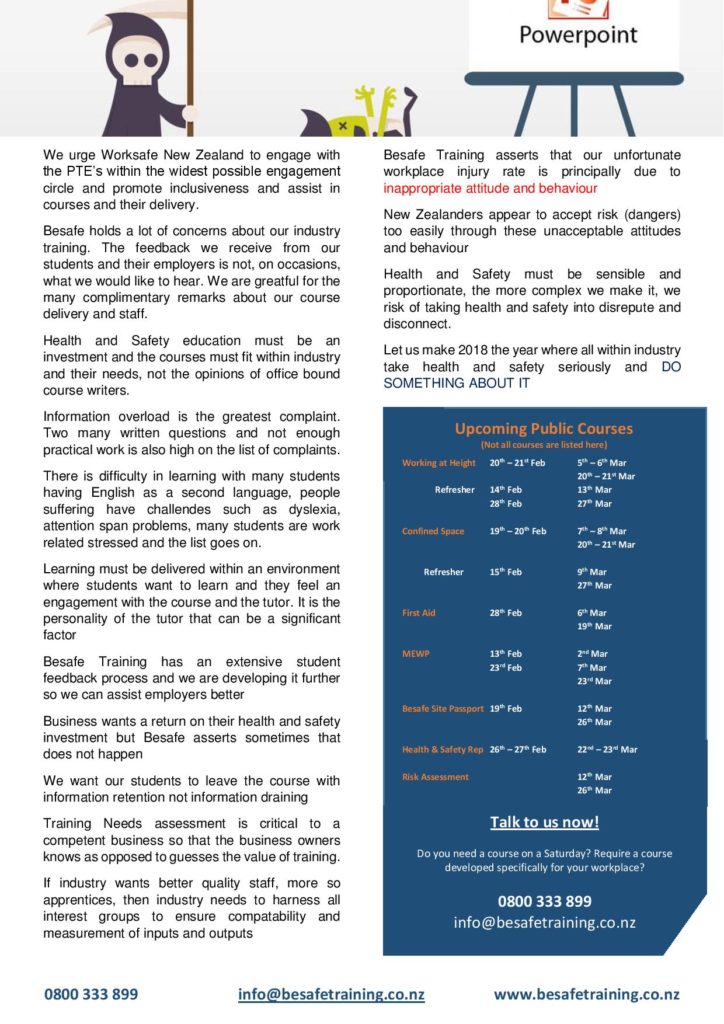 Health and Safety - Back to business (Feb 2018) - Besafe Training Ltd